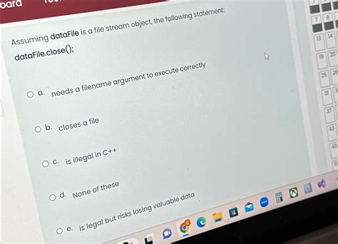 Solved Assuming Datafile Is A File Stream Object The