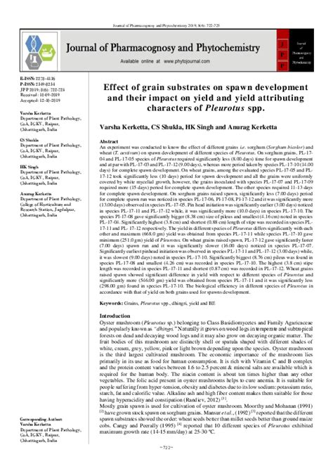 Pdf Effect Of Grain Substrates On Spawn Development And Their Impact