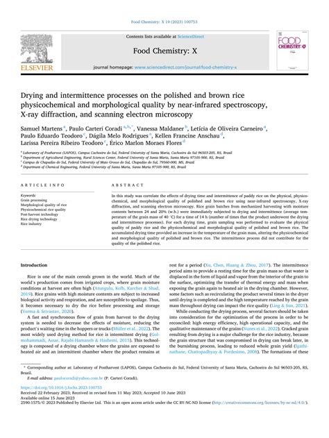 Pdf Drying And Intermittence Processes On The Polished And Brown Rice