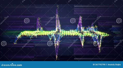 Abstract Background Contain Glow Graph With Data Blurred Lines On Dark Technology D Wireframe