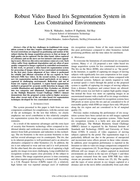 pdf robust video based iris segmentation system in less constrained
