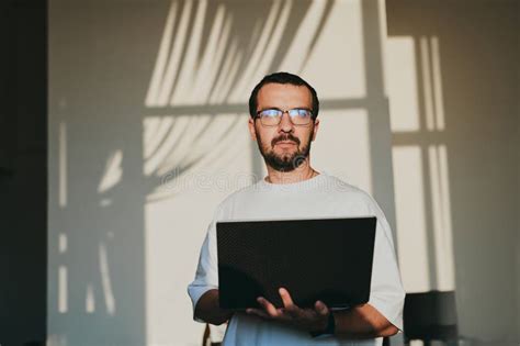 Portrait Professional Man Programmer Working Concentrated On Computer In Diverse Offices Modern