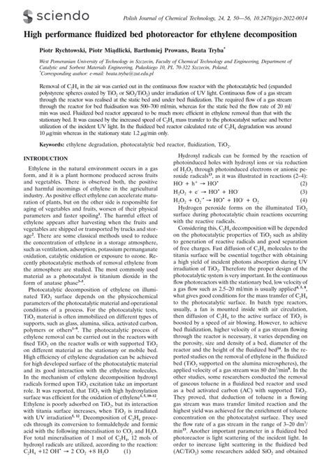 Pdf High Performance Fluidized Bed Photoreactor For Ethylene Decomposition