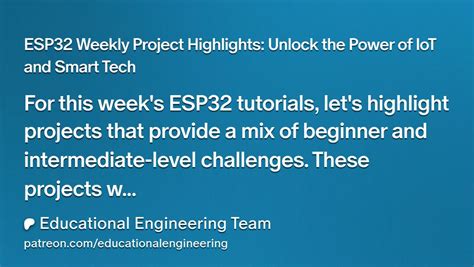 Esp32 Techtips Diy Iot Makersmovement Educational Engineering Team