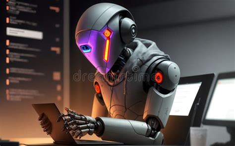 Ai Cybersecurity Navigating The Threat Landscape With Robotic Defense Stock Illustration