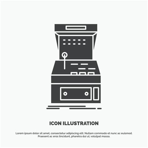 Arcade Console Game Machine Play Icon Glyph Vector Gray Symbol For