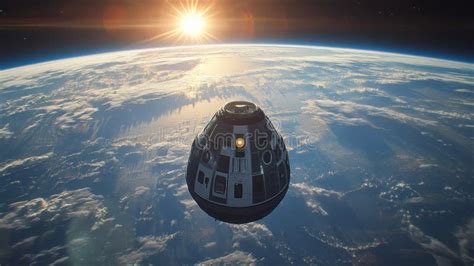 Spacecraft in Earth Orbit Awe-Inspiring View of Space Exploration, Planet Earth, and Sunlight ...