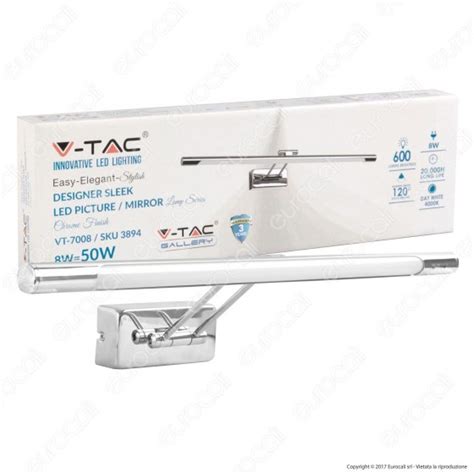 VT-7008 Lampada da Specchio V-Tac Wall Light Cromata da 8W