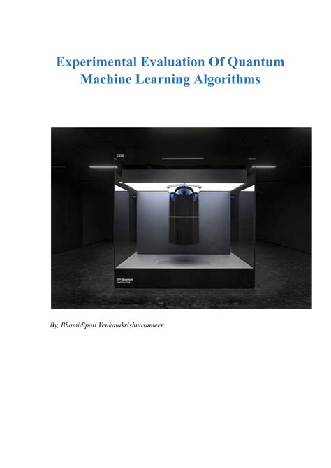 Pdf Experimental Evaluation Of Quantum Machine Learning Algorithms