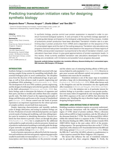 pdf predicting translation initiation rates for designing synthetic