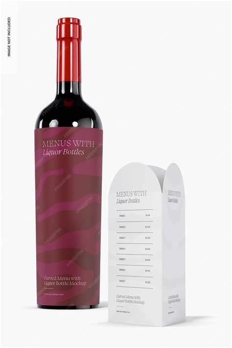 premium psd curved menu with liquor bottle mockup left view