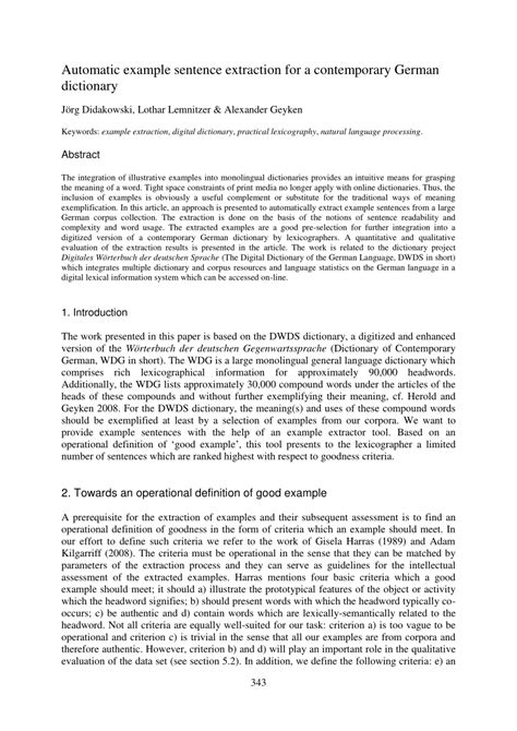 Pdf Automatic Example Sentence Extraction For A Contemporary German