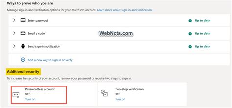 How To Enable Passwordless Sign In For Microsoft Account Webnots
