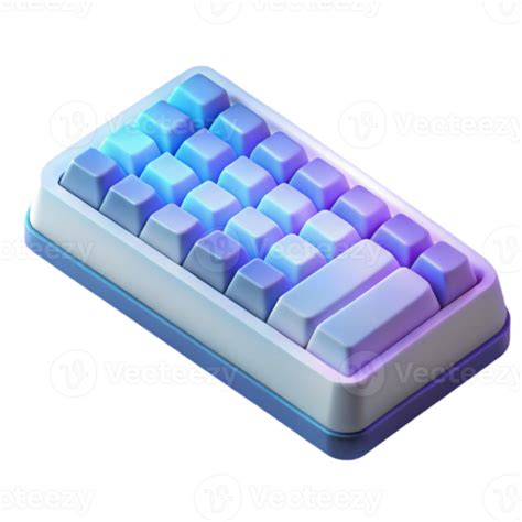 3d Render Of A Compact Keyboard With Glowing Keys 55386334 Png