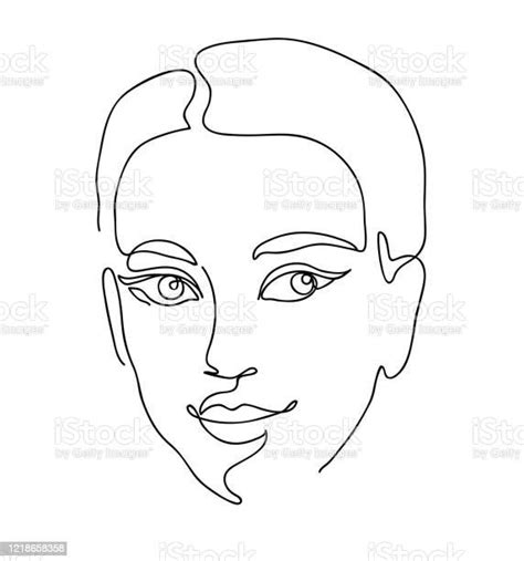 아름다움 전체 소녀 얼굴입니다 매력적인 젊은 여성 초상화 여성 뷰티 컨셉 연속 선 그리기 흑백 벡터 일러스트레이션 라인아트에 대한 스톡 벡터 아트 및 기타 이미지 Istock