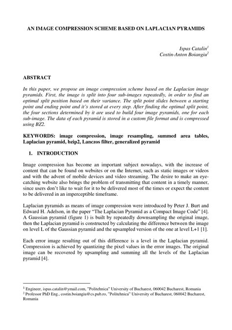 pdf an image compression scheme based on laplacian pyramids