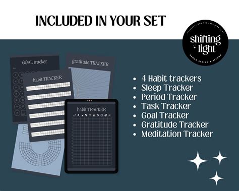 Tracker Template Bundle Habit Tracker Printable Sleep Tracker Mood Tracker Period Tracker