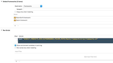 Ios Realm Swift 0923 Run Script Phase Not Working Stack Overflow