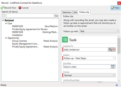 Scheduling Follow Up Actions When Recording Emails To Salesforce From