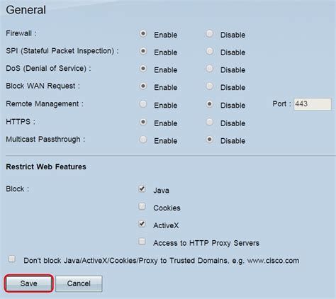 Configure General Firewall Settings On The Rv016 Rv042 Rv042g And Rv082 Cisco