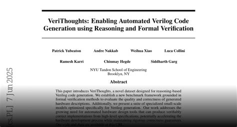 Paper Page Verithoughts Enabling Automated Verilog Code Generation Using Reasoning And Formal