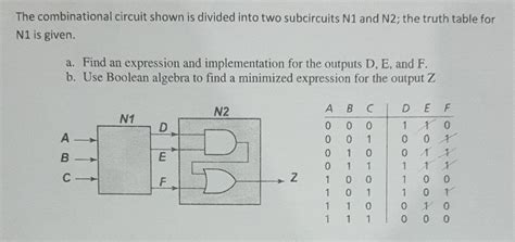 Solved The Combinational Circuit Shown Is Divided Into Two
