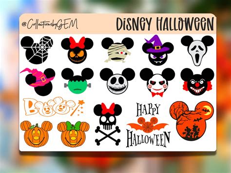 Disney Halloween Sticker Sheet Mickey Planner Stickers Not So Etsy