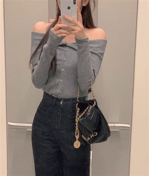 포에이엠 베린 빅카라 세일러 오프숄더 골지 니트 가디건