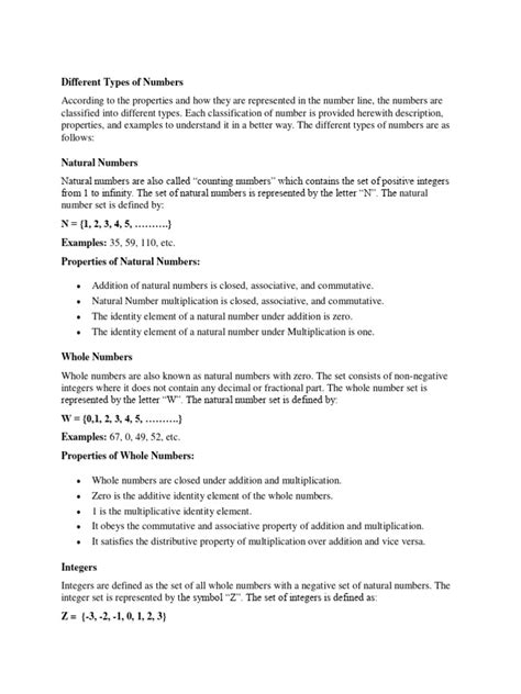 different types of numbers pdf numbers integer