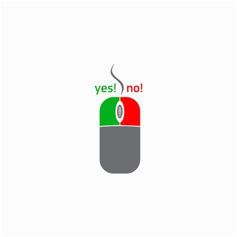 Premium Vector Computer Mouse With Yes And No Button Icon In Simple Style On A White Background