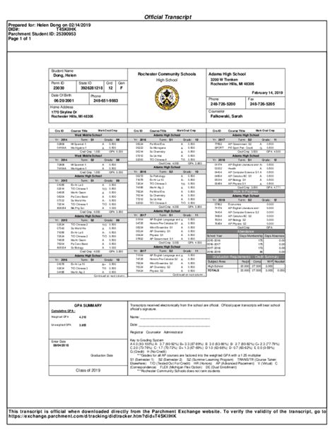 fillable online official transcript andrew cmu ed fax email print