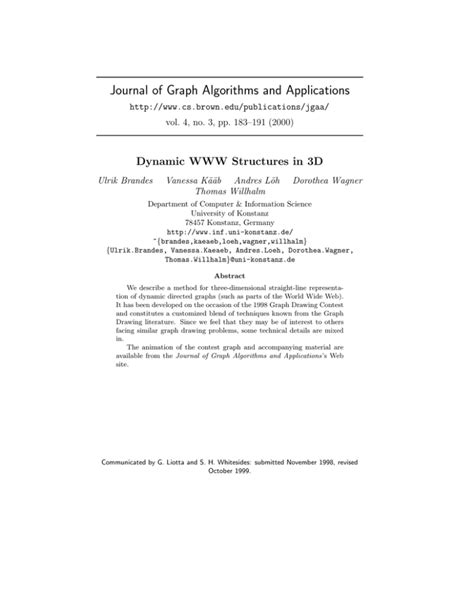Journal Of Graph Algorithms And Applications Dynamic Structures In 3d