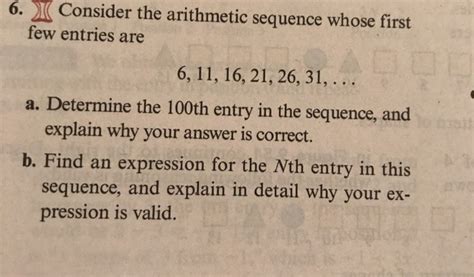 Solved 6 X Consider The Arithmetic Sequence Whose First Few