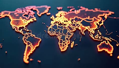 Global Logistics Network Displayed Illuminated World Map International Shipping Connectivity