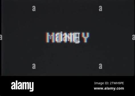 Retro Videogame Money Word Text Computer Old Tv Glitch Interference Noise Screen Animation