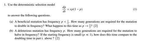Solved Use The Deterministic Selection Model Dtdp Sp P Chegg