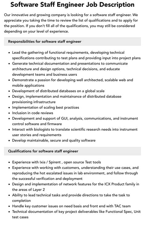 Software Staff Engineer Job Description Velvet Jobs