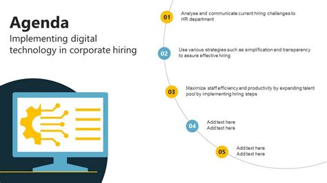 Agenda Implementing Digital Technology In Corporate Hiring Ppt Presentation