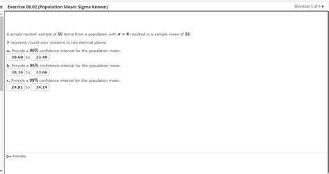solved a simple random sample of 50 items from a population