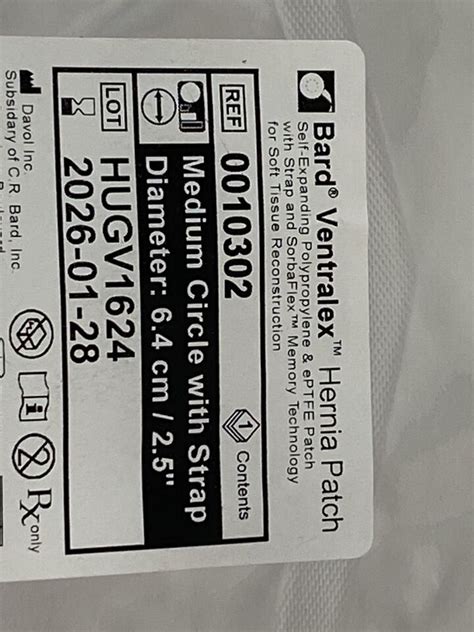 New Bard Mesh Ventralex Hernia Patch Medium Circle Wstrap 64cm