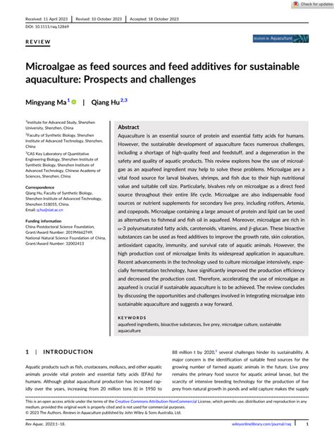 Pdf Microalgae As Feed Sources And Feed Additives For Sustainable Aquaculture Prospects And