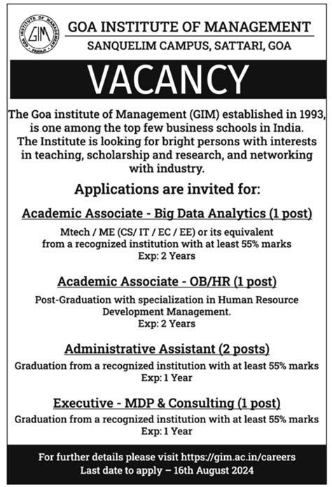 Goa Institute Of Management Goa Wanted Non Teaching Faculty Facultyplus