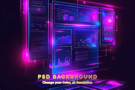 premium psd digital cyberspace circuit board in neon glow lines with