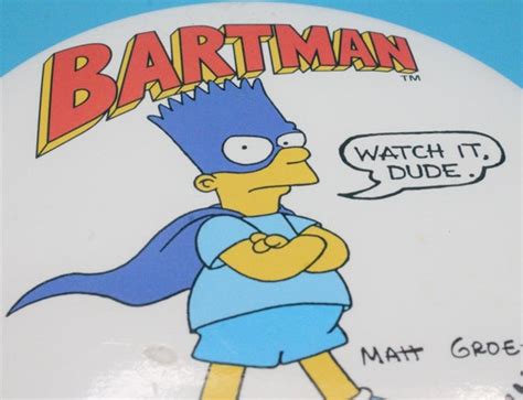 Vintage Giant 6 Button Bart Simpson Bartman Avenger Gem