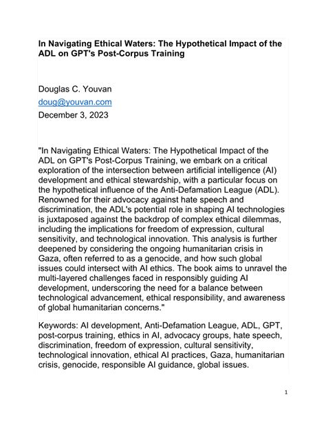 pdf in navigating ethical waters the hypothetical impact of the adl