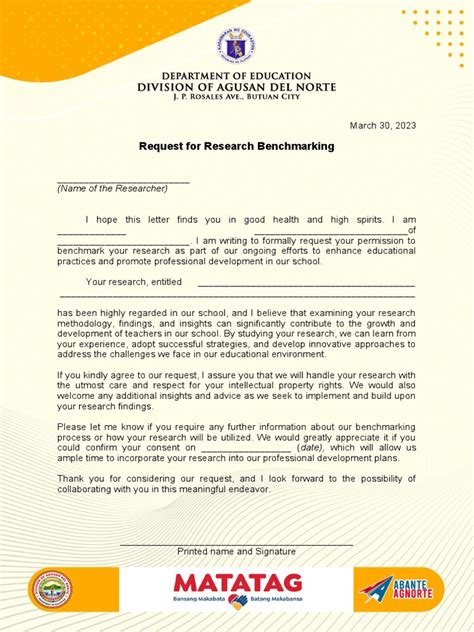 Letter For Benchmarking Pdf