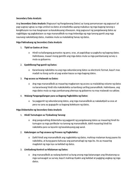 Secondary Data Analysis Pdf