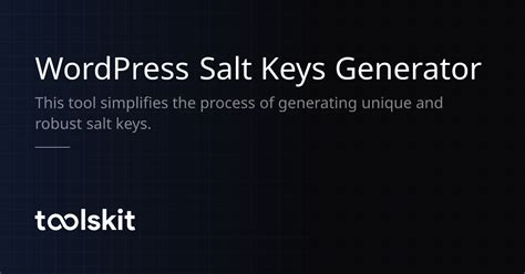 wordpress salt keys generator toolskit