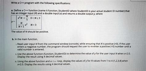 SOLVED Write A C Program With The Following Specifications A Define A C Function Name It