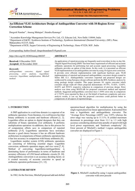 Pdf An Efficient Vlsi Architecture Design Of Antilogarithm Converter
